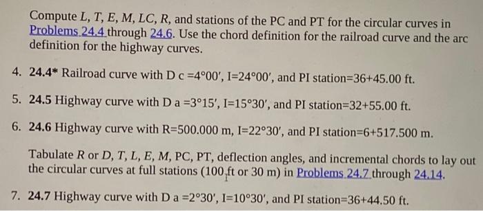 Solved Compute L, T, E, M, LC, R, and stations of the PC and | Chegg.com
