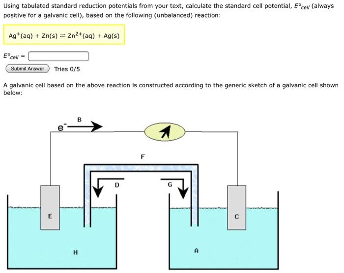 Solved Using tabulated standard reduction potentials from | Chegg.com
