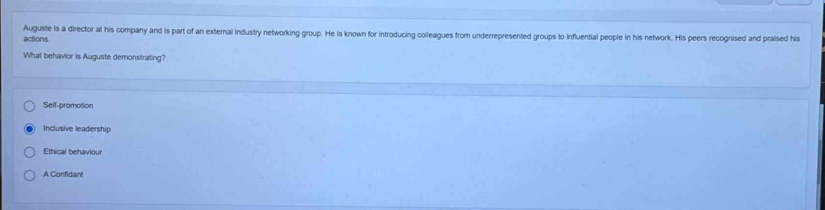 Solved actions.What behavior is Auguste | Chegg.com