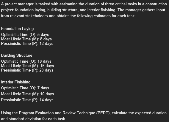 A project manager is tasked with estimating the | Chegg.com