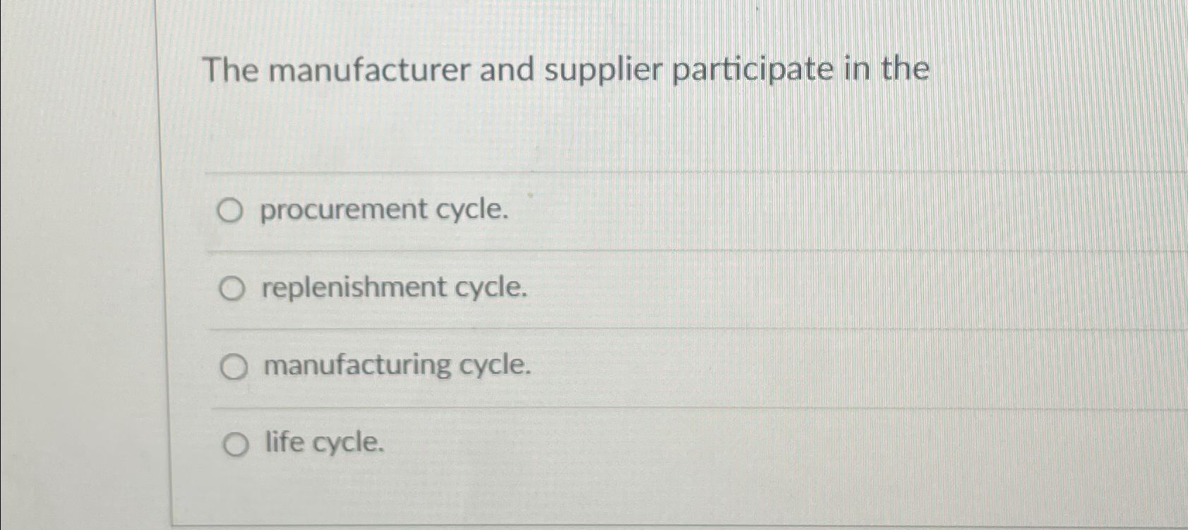 Solved The manufacturer and supplier participate in | Chegg.com