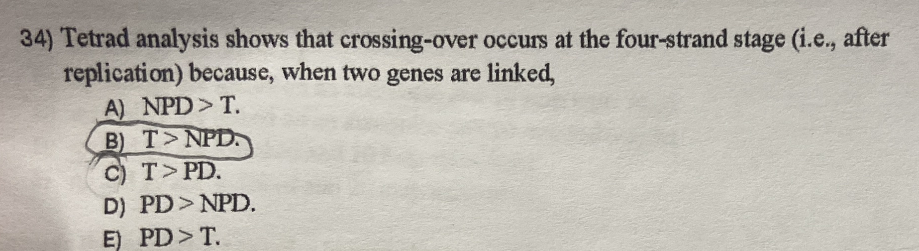 Solved Tetrad analysis shows that crossing-over occurs at | Chegg.com