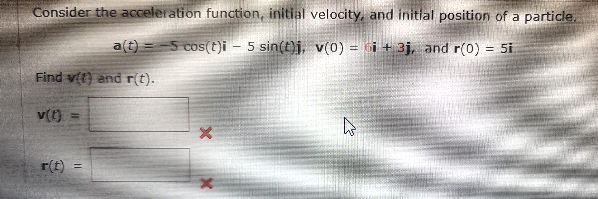 Solved Consider the acceleration function, initial velocity, | Chegg.com