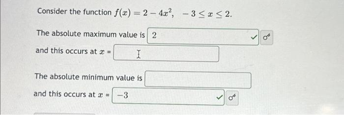 Solved Consider the function f(x) = 2 - 4x², -3≤x≤ 2. The | Chegg.com