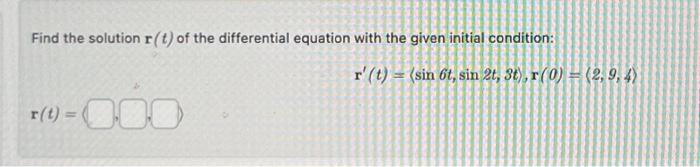 Solved Find the solution r(t) of the differential equation | Chegg.com