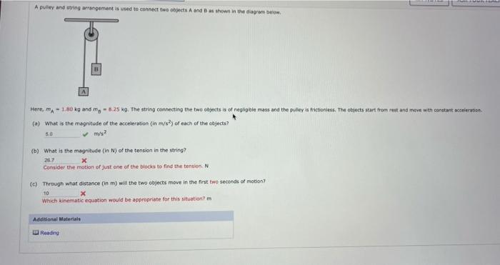 Solved A pulley and string arrangement is used to connect we | Chegg.com