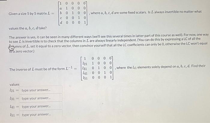 Solved Given a size 5 by 5 matrix | Chegg.com