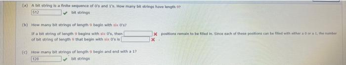 Solved (a) A bit string is a finite sequence of 0's and I's. | Chegg.com