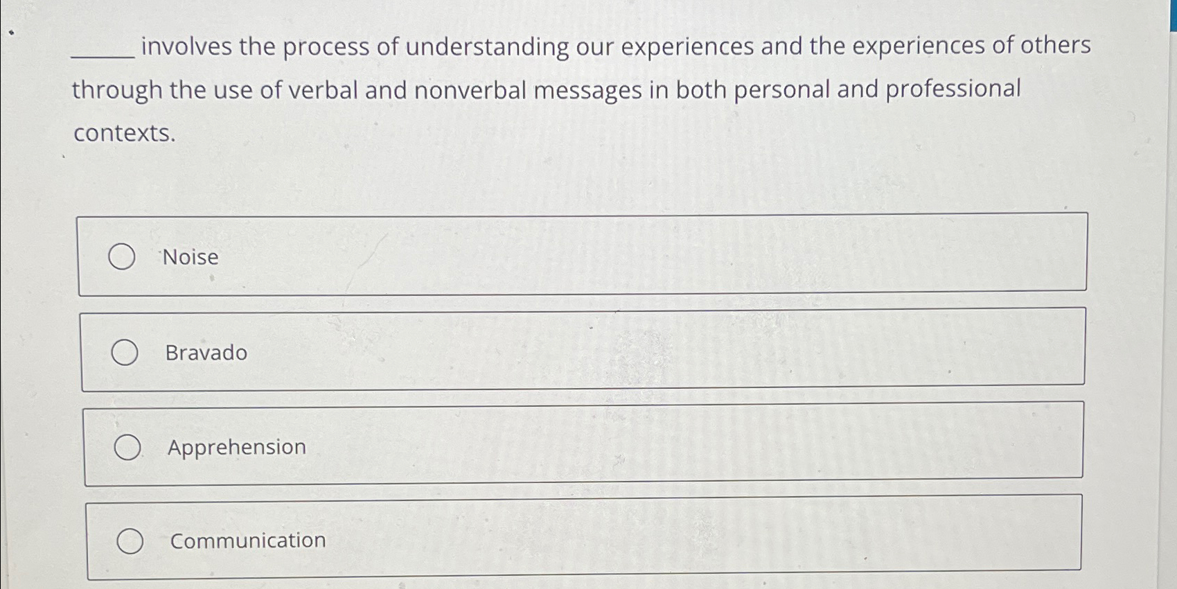 Solved involves the process of understanding our experiences | Chegg.com