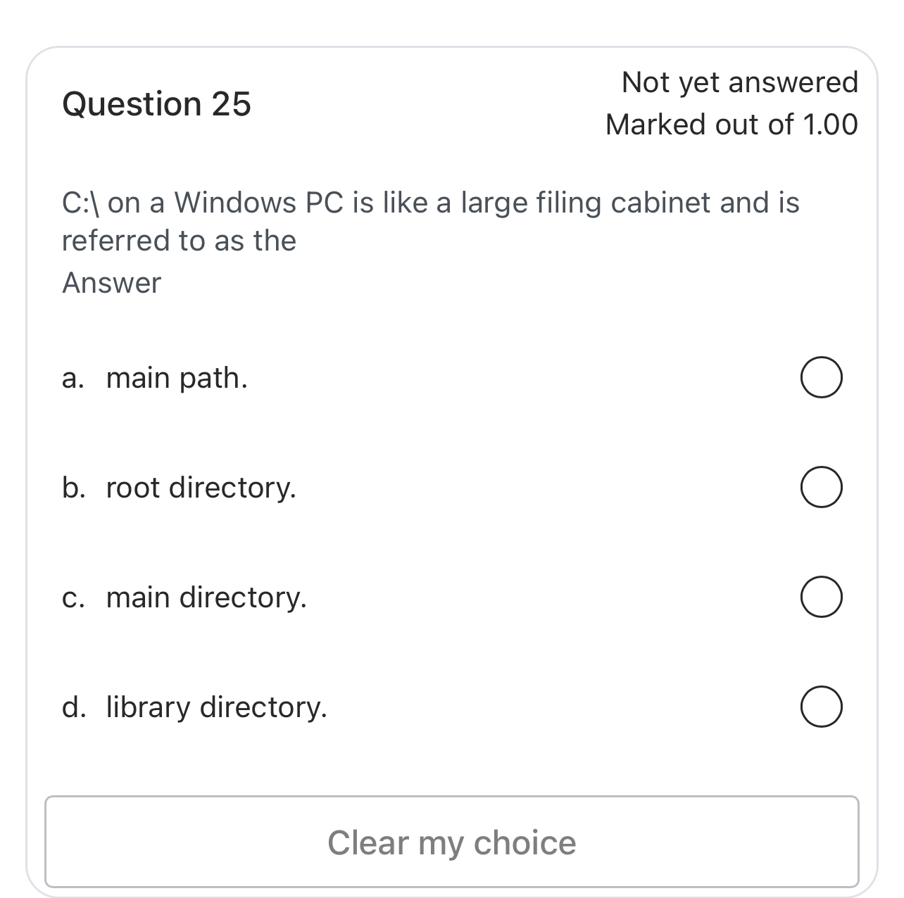 Solved Question 25C: \ ﻿on a Windows PC is like a large | Chegg.com