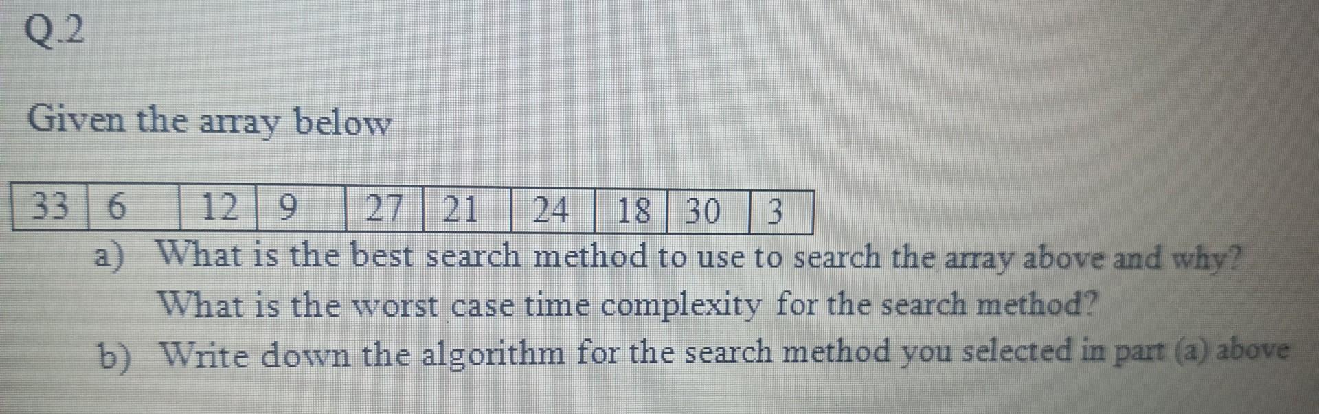 Solved Given the array below a) What is the best search | Chegg.com