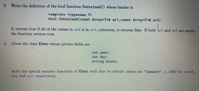 Solved 3. Write the definition of the bool function | Chegg.com