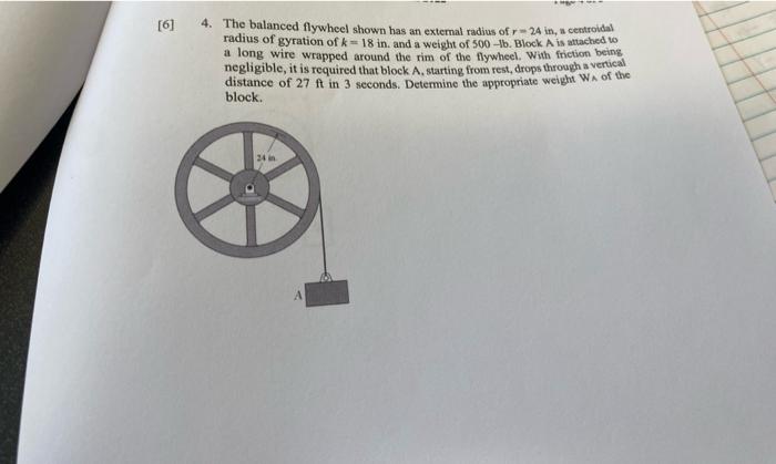 Solved 4. The balanced flywheel shown has an extemal radius | Chegg.com