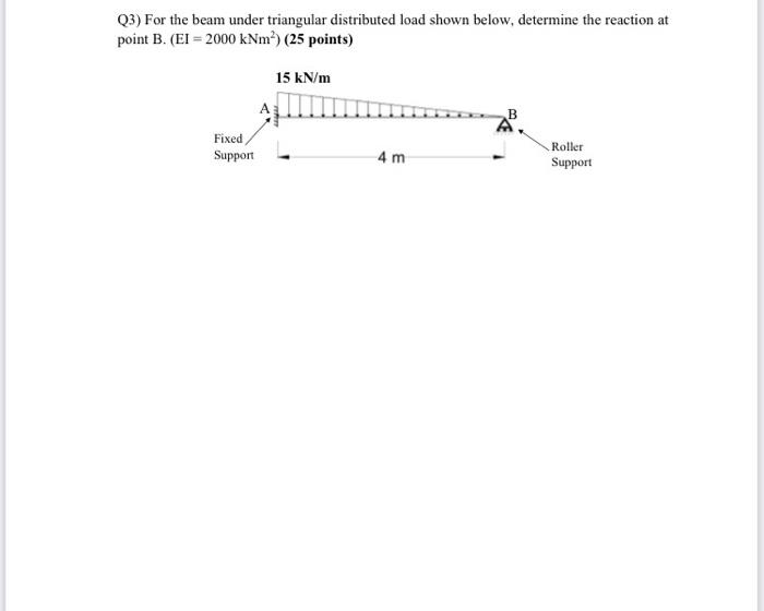 Solved (3) For the beam under triangular distributed load | Chegg.com