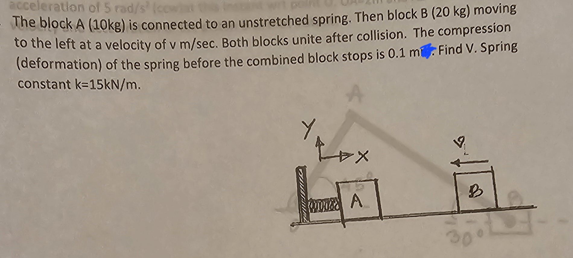 Solved The block A(10kg) ﻿is connected to an unstretched | Chegg.com
