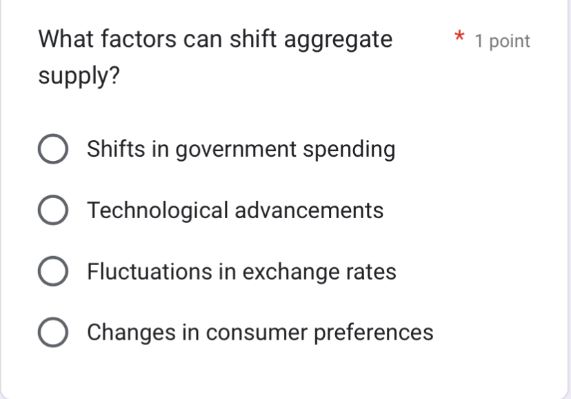 Solved What factors can shift aggregate1 ﻿pointsupply?Shifts | Chegg.com