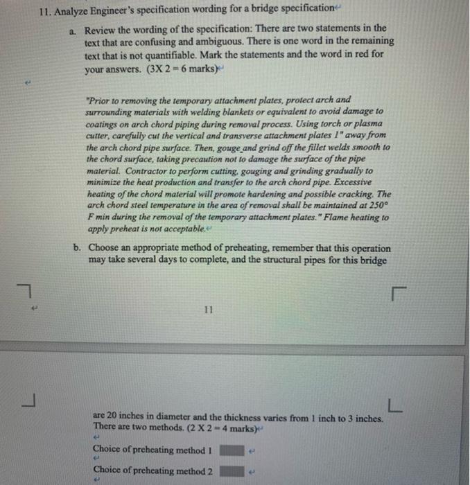 Solved 11. Analyze Engineer's specification wording for a | Chegg.com