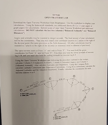 Solved SVT101OPEN TRAVERSE LABDownload the Open Traverse | Chegg.com