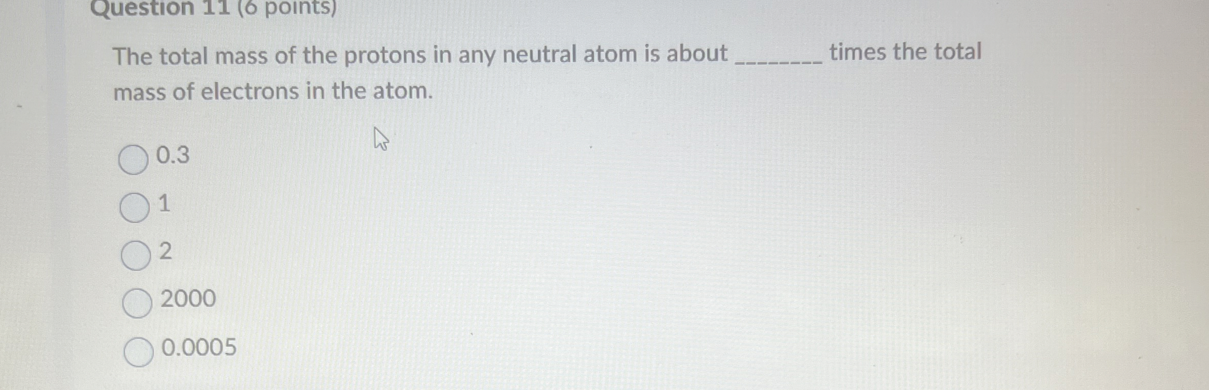 Solved Question 11 (6 ﻿points)The total mass of the protons | Chegg.com