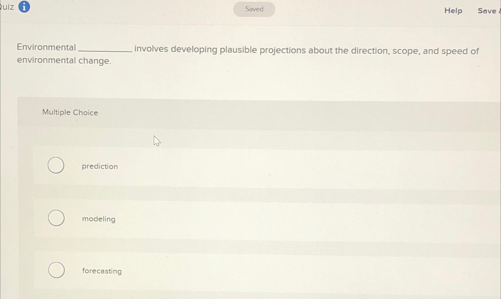 Solved HelpSaveEnvironmental nvolves developing plausible | Chegg.com