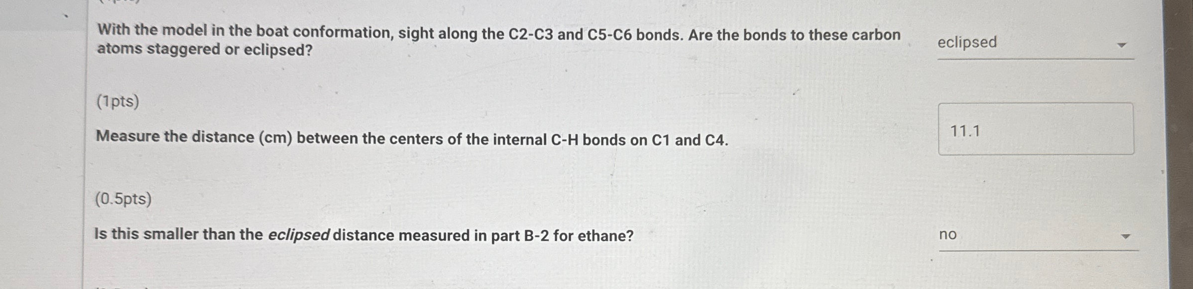 Solved With the model in the boat conformation, sight along | Chegg.com