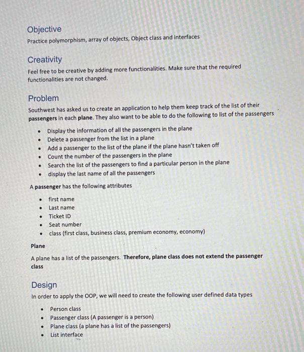 Solved Objective Practice polymorphism, array of objects, | Chegg.com