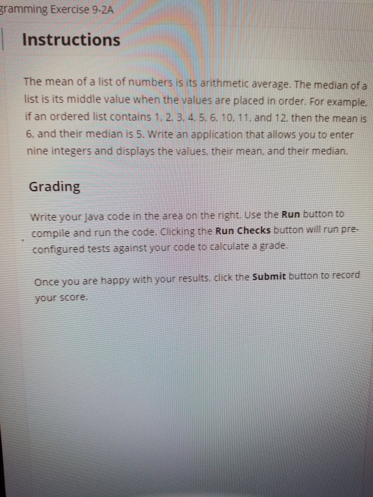 Solved gramming Exercise 9-2A Instructions The mean of a | Chegg.com