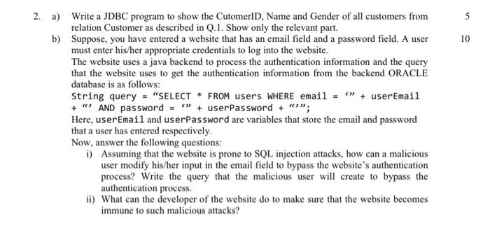 Solved a) Write a JDBC program to show the CutomerID, Name | Chegg.com Solved a) Write a JDBC program to show the CutomerID, Name | Chegg.com