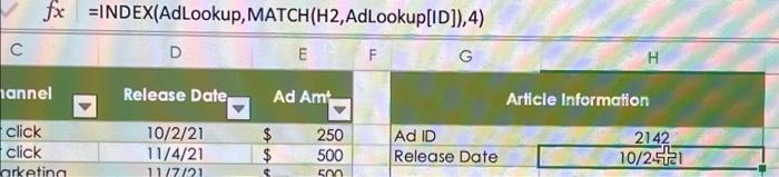 Solved 0/1 11. Go to the Ad Lookup worksheet, which lists | Chegg.com