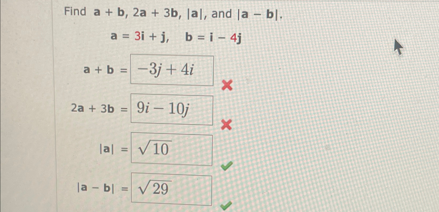 Solved Find a+b,2a+3b,|a|, ﻿and | Chegg.com