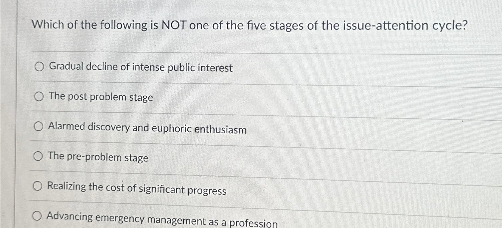 Solved Which of the following is NOT one of the five stages | Chegg.com