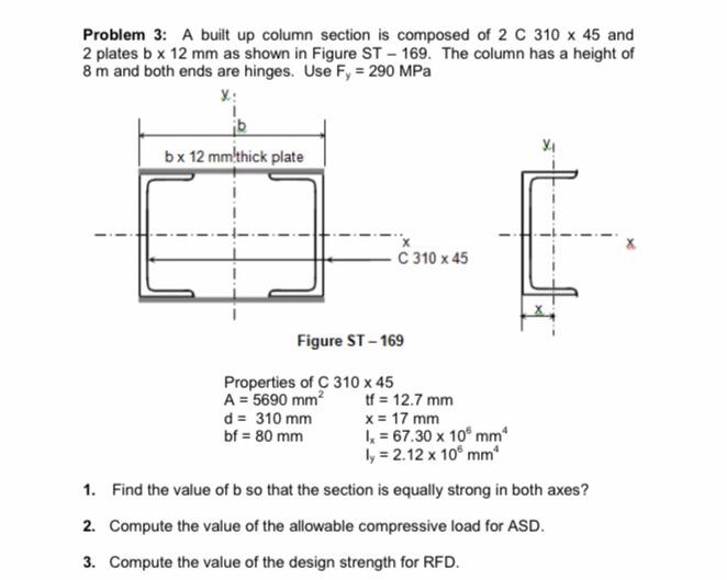 Solved Problem 3: A built up column section is composed of 2 | Chegg.com