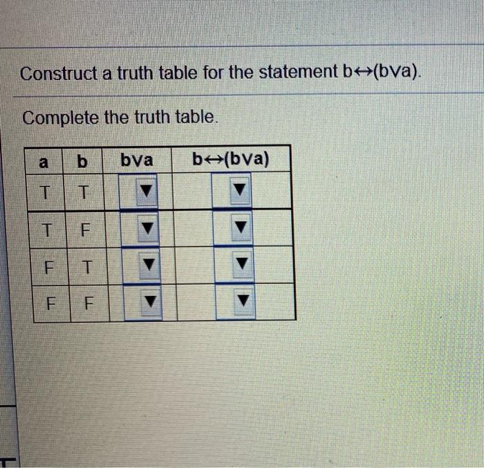 Solved Construct a truth table for the statement b (bva). | Chegg.com