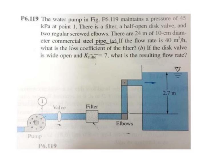 Solved P6.119 The water pump in Fig. P6.119 maintains a | Chegg.com