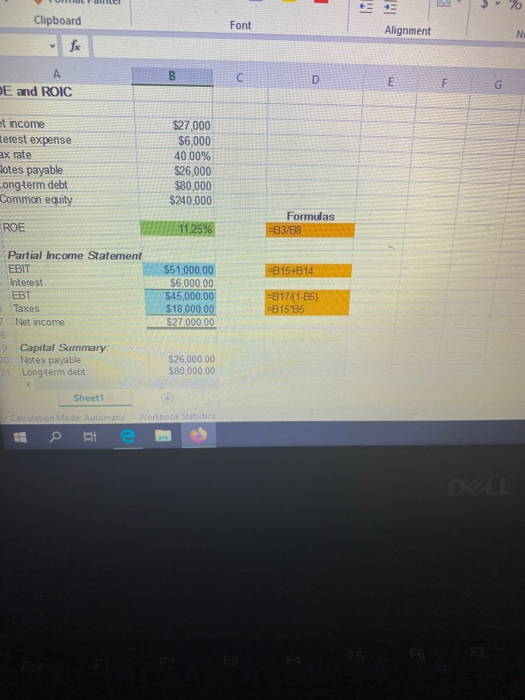 Solved Excel Online Structured Activity: ROE and ROIC Baker | Chegg.com