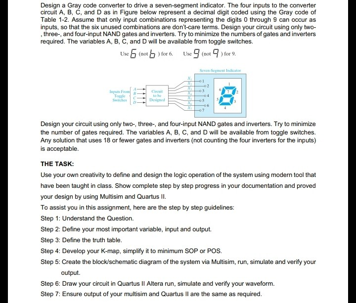 Design a Gray code converter to drive a seven-segment | Chegg.com