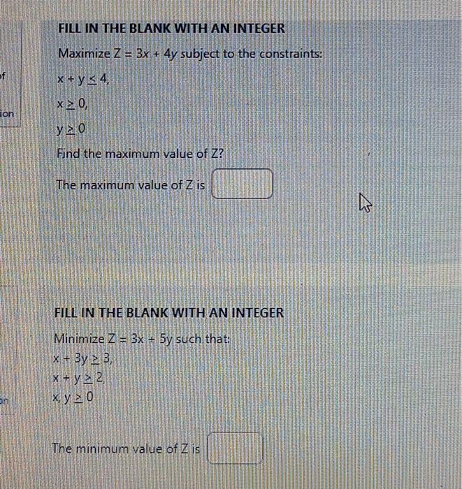 Maximize Z=3x+5y, subject to constraints: | Chegg.com