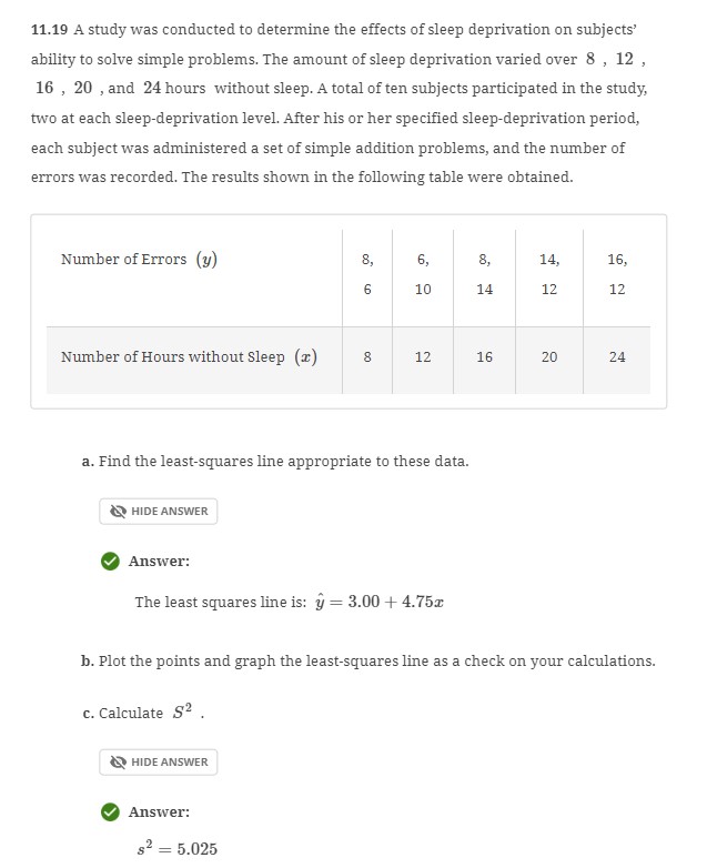 Solved 11.19 ﻿A study was conducted to determine the effects | Chegg.com