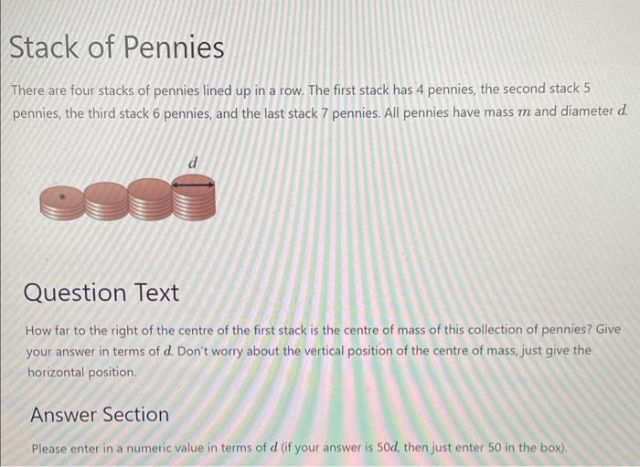 Solved There are four stacks of pennies lined up in a row. | Chegg.com