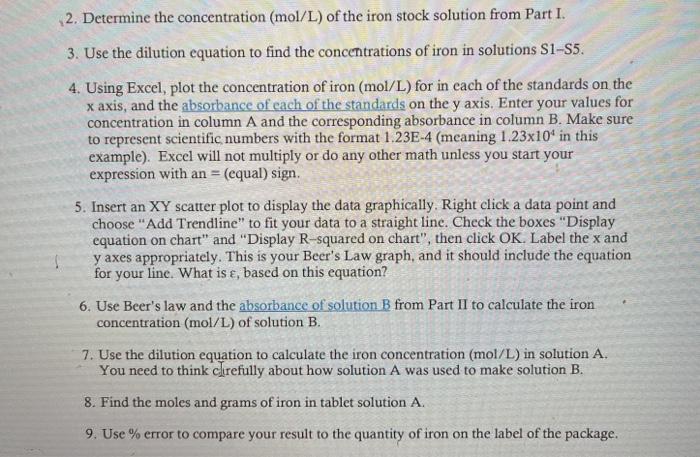 Solved 2. Determine the concentration (mol/L) of the iron | Chegg.com