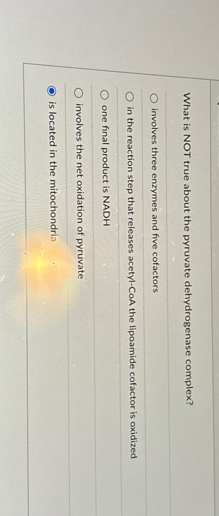 Solved What is NOT true about the pyruvate dehydrogenase | Chegg.com