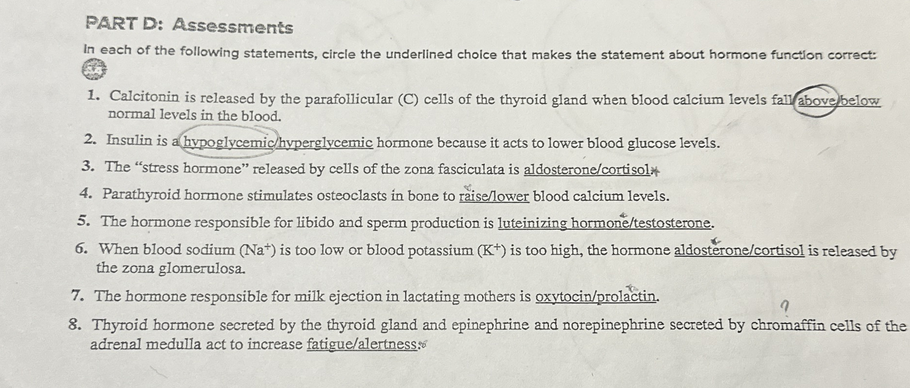 Solved PART D: AssessmentsIn each of the following | Chegg.com