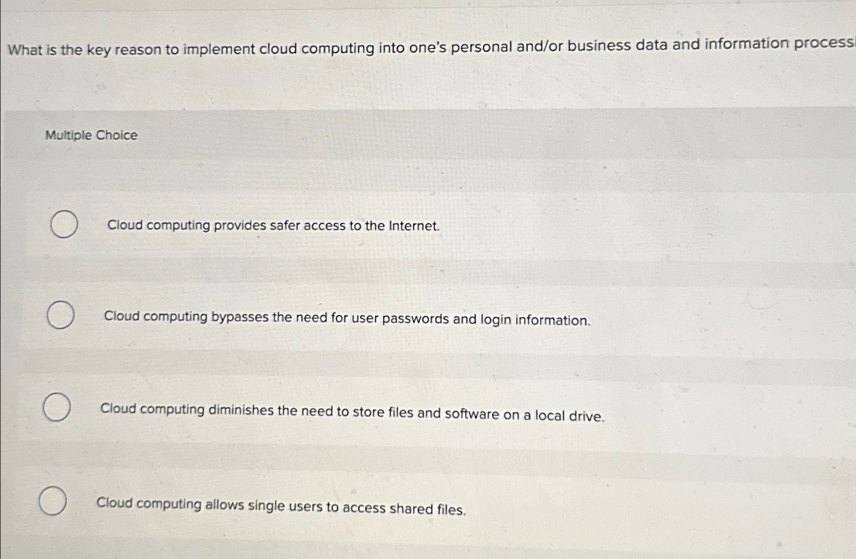 Solved What is the key reason to implement cloud computing | Chegg.com