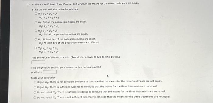 Solved (b) Compute the mean square between treatments. (c) | Chegg.com