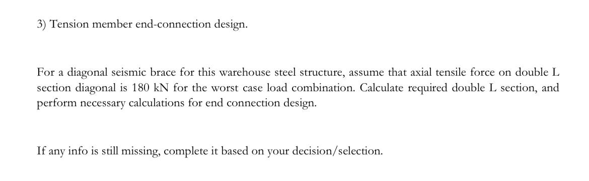 Tension member end-connection design.For a diagonal | Chegg.com