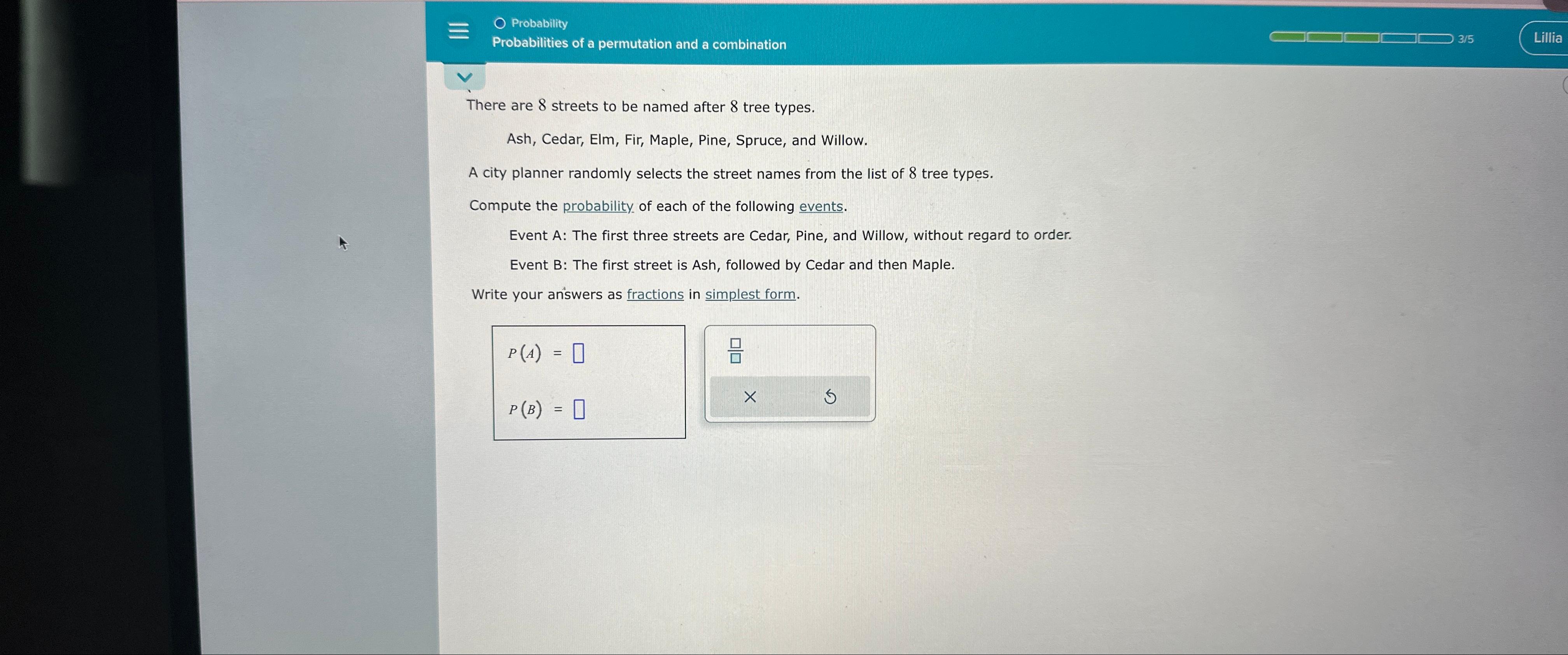 Solved ProbabilityProbabilities of a permutation and a | Chegg.com