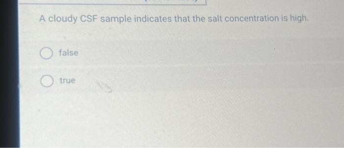 Solved A cloudy CSF sample indicates that the salt | Chegg.com