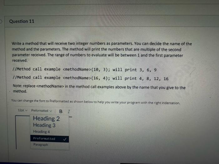 Solved Write a method that will receive two integer numbers | Chegg.com