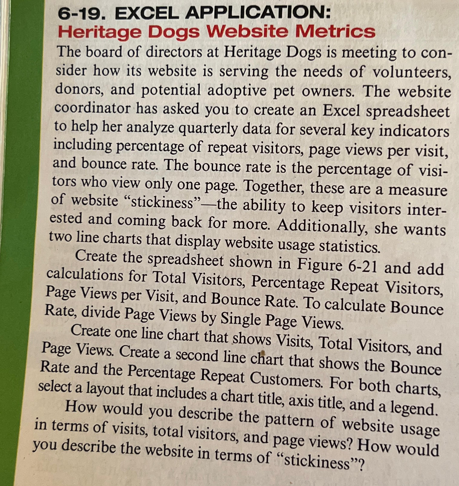 Solved 6-19. ﻿EXCEL APPLICATION:Heritage Dogs Website | Chegg.com