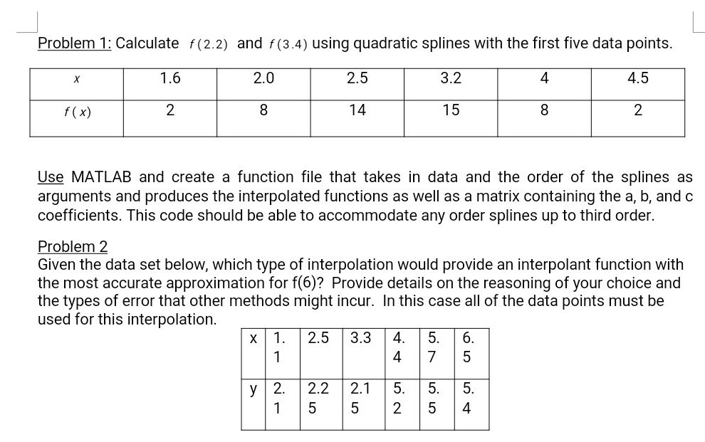 Solved Problem 1: Calculate f(2.2) and f(3.4) using | Chegg.com